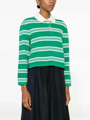 Maje Striped Long-sleeve Polo Top
