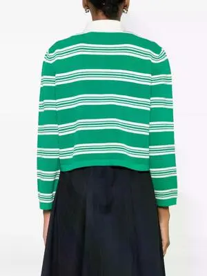 Maje Striped Long-sleeve Polo Top