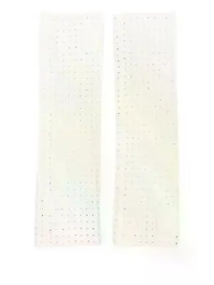 Maje Embellished Wool Gloves - Neutrals