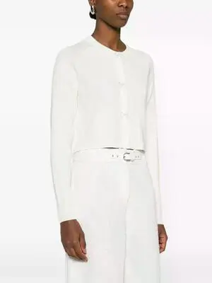 Maje Cropped Bow-button Cardigan - Neutrals