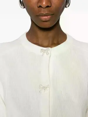 Maje Cropped Bow-button Cardigan - Neutrals