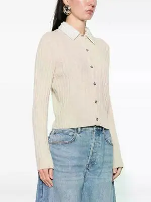 Maje Beaded-collar Cardigan - Neutrals