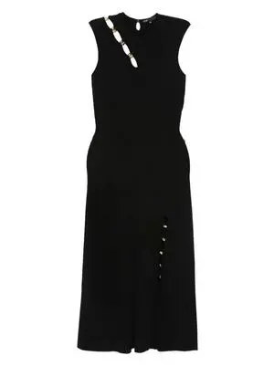 Maje Rib Knit Cut-out Maxi Dress With Gold-tone Hardware