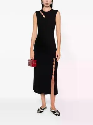 Maje Rib Knit Cut-out Maxi Dress With Gold-tone Hardware