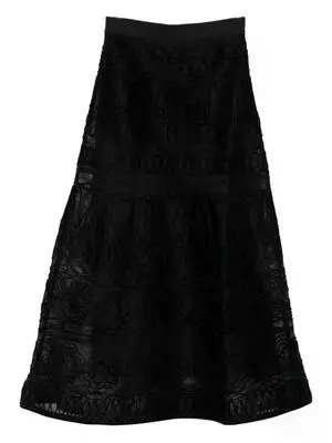 Maje Embroidered Basket-weave Knit Maxi Skirt