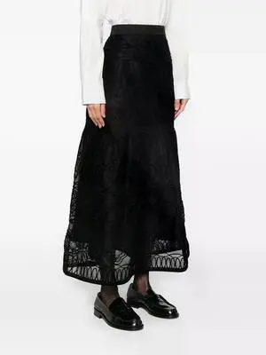 Maje Embroidered Basket-weave Knit Maxi Skirt