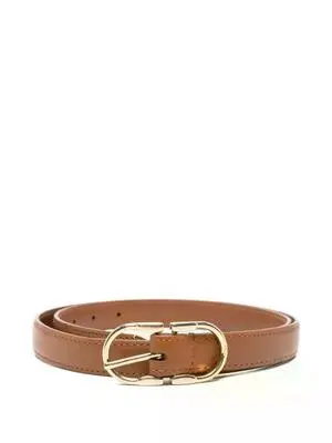 Maje Leather Belt With Gold-tone Buckle - Brown