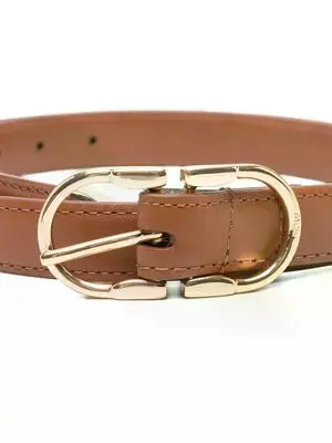Maje Leather Belt With Gold-tone Buckle - Brown