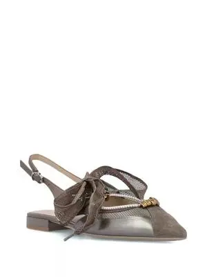 Pinko Testa Di Moro Point-toe Ribbon Detail Slingback Ballet Flats - Brown