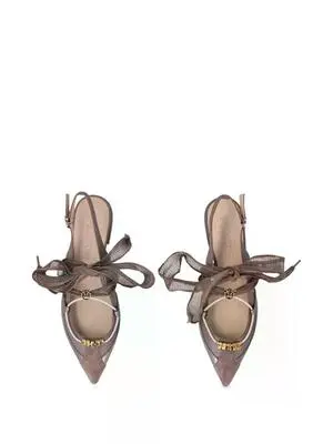 Pinko Testa Di Moro Point-toe Ribbon Detail Slingback Ballet Flats - Brown