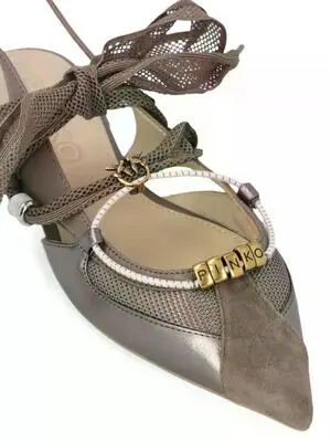 Pinko Testa Di Moro Point-toe Ribbon Detail Slingback Ballet Flats - Brown