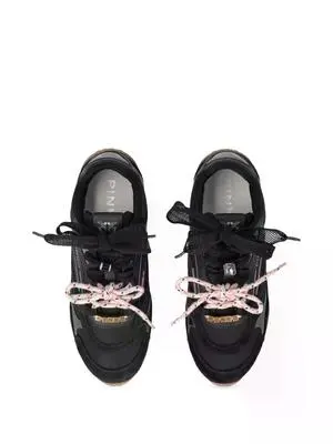 Pinko Technical Fabric, Suede, And Leather Sneakers With Double Laces And Logo Details - Black