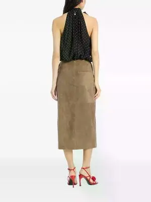 ROTATE BY BIRGER CHRISTENSEN Suede Midi Pencil Skirt