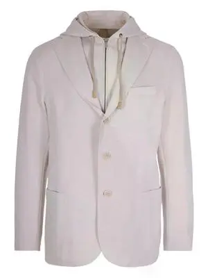 Eleventy Hooded Buttoned Jacket - Blue