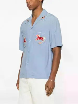 Sandro Horse-embroidered Shirt - Blue
