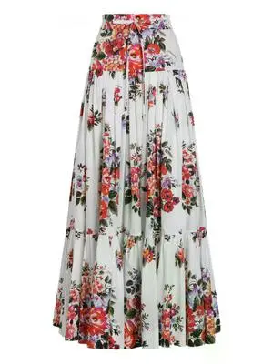 Dolce & Gabbana Floral Drawstring Tiered Skirt - White
