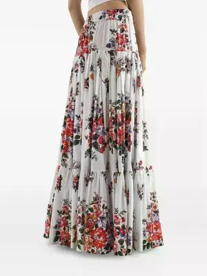 Dolce & Gabbana Floral Drawstring Tiered Skirt - White