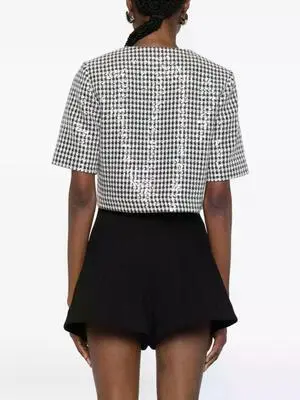 Sandro Houndstooth Sequined Cropped Top - Black