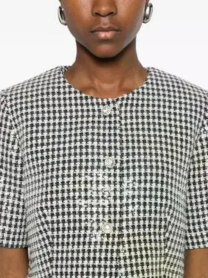 Sandro Houndstooth Sequined Cropped Top - Black