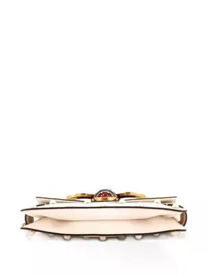 Gucci Broadway Pearly Bee Embellished Leather Mini Shoulder Bag - Neutrals