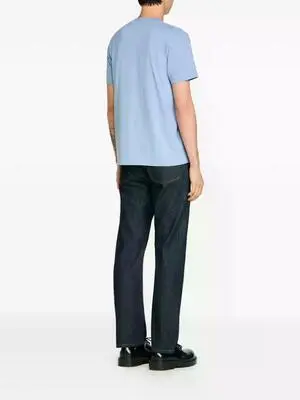 Sandro Embroidered Horse Cotton T-shirt - Blue