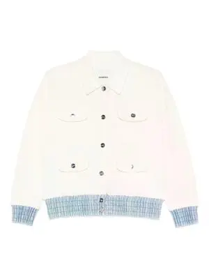 Sandro Oversized Cardigan With Denim Details - Neutrals