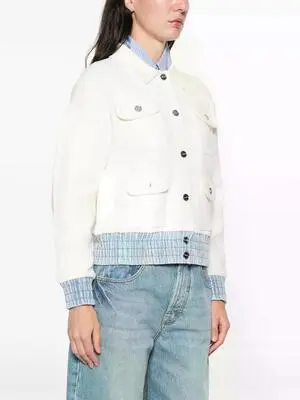 Sandro Oversized Cardigan With Denim Details - Neutrals