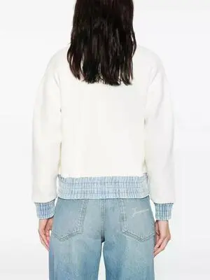 Sandro Oversized Cardigan With Denim Details - Neutrals