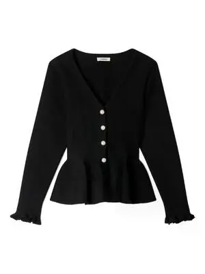 Sandro Textured Peplum Cardigan