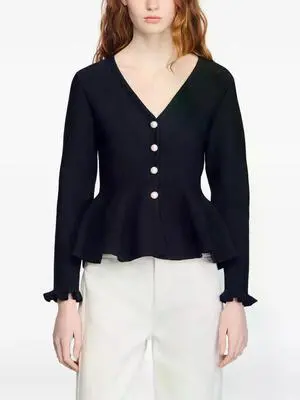Sandro Textured Peplum Cardigan