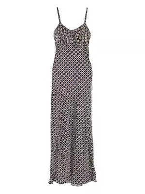 Sandro Printed Lace-up Maxi Dress
