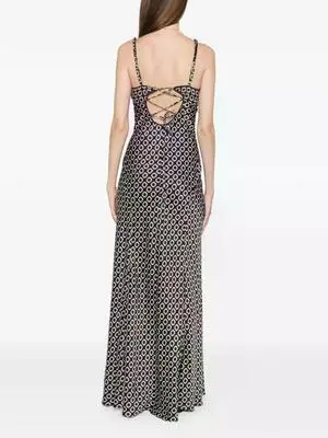 Sandro Printed Lace-up Maxi Dress