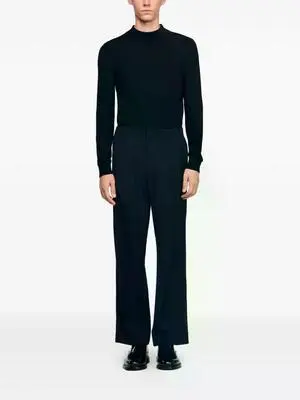 Sandro Elasticated-waistband Straight-leg Trousers - Black