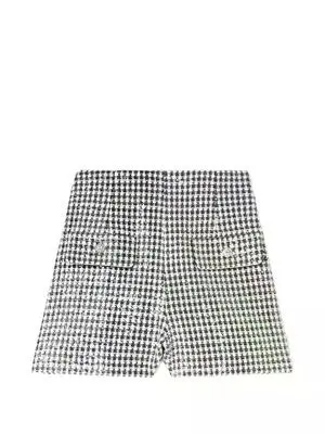 Sandro Sequined Houndstooth Tweed High-waisted Shorts - Black