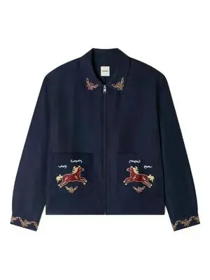 Sandro Embroidered Zip-up Jacket - Blue