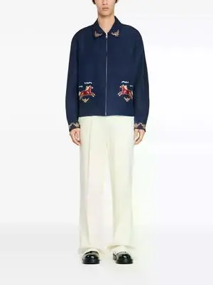 Sandro Embroidered Zip-up Jacket - Blue