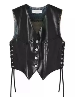 Stella McCartney Cropped Tailored Vegan Leather Waistcoat - Black