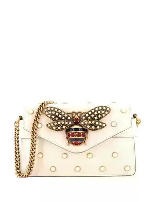 Gucci Broadway Pearly Bee Embellished Mini Shoulder Bag - White