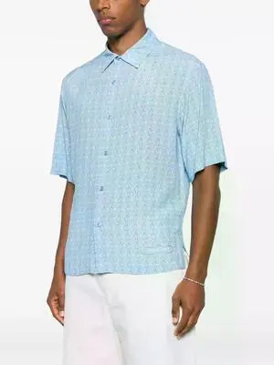 Sandro Link Print Loose-fit Shirt - Blue