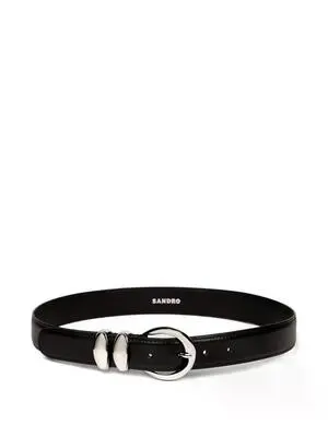 Sandro Metal Buckle Leather Belt - Black
