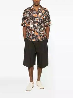 Sandro Loose-fit Print Shark Collar Shirt - Brown