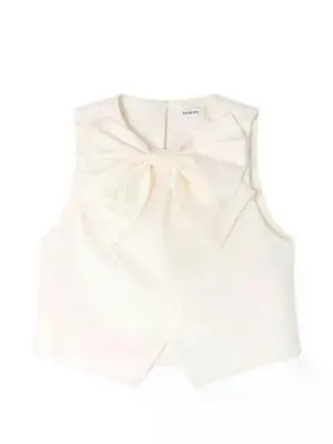 Sandro Satin-effect Bow Detail Crop Top - Neutrals