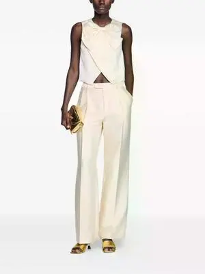 Sandro Satin-effect Bow Detail Crop Top - Neutrals