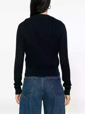 Sandro Cropped Cardigan With Pearl Buttons - Blue