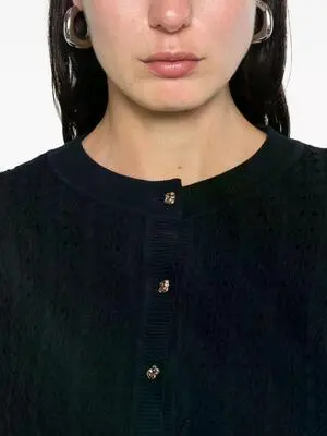 Sandro Cropped Cardigan With Pearl Buttons - Blue