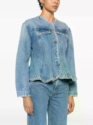 Sandro Pearl-embellished Denim Jacket