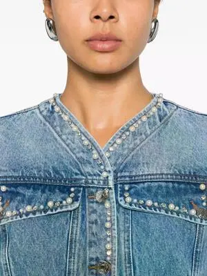 Sandro Pearl-embellished Denim Jacket
