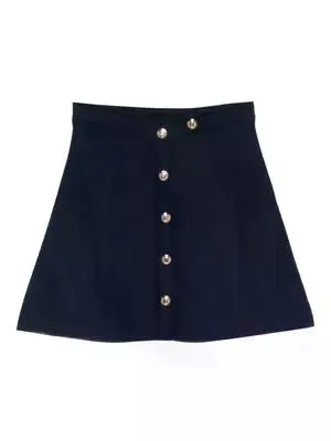 Sandro Ribbed Mini Skirt With Decorative Press Studs - Blue