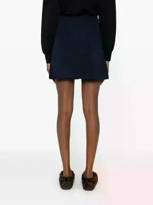 Sandro Ribbed Mini Skirt With Decorative Press Studs - Blue