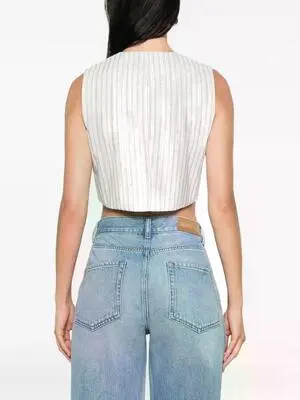 Sandro Striped Rhinestone-embellished Crop Top - White